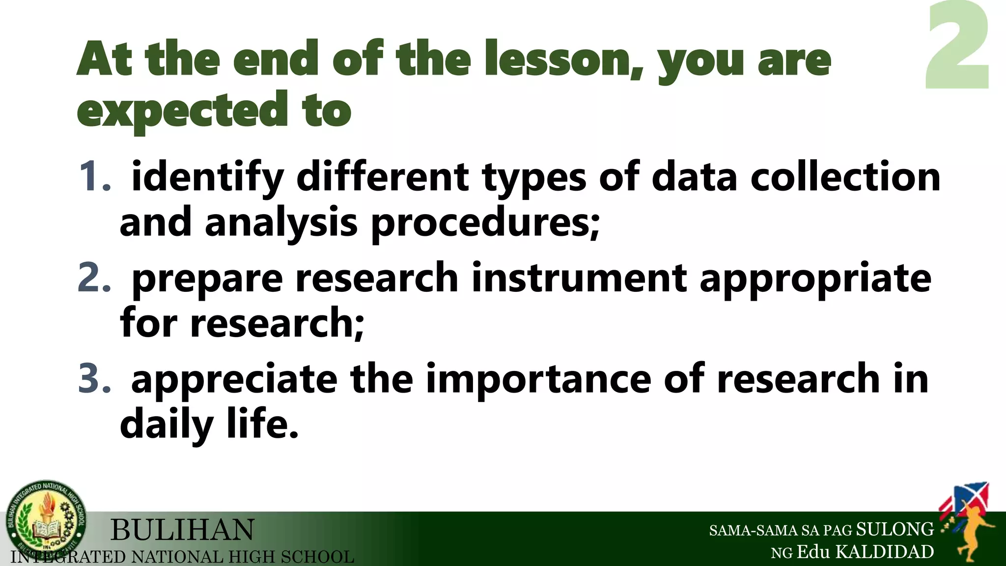 DATA COLLECTION AND ANALYSIS PROCEDURE.pptx | Educational Assessment ...