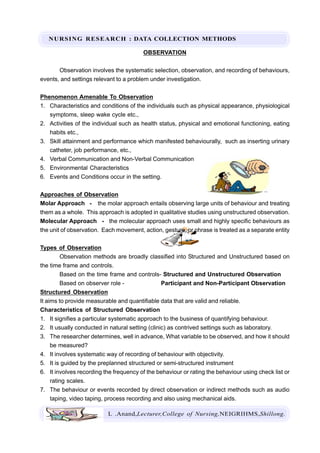 Data Collection Methods - Nursing Research | PDF