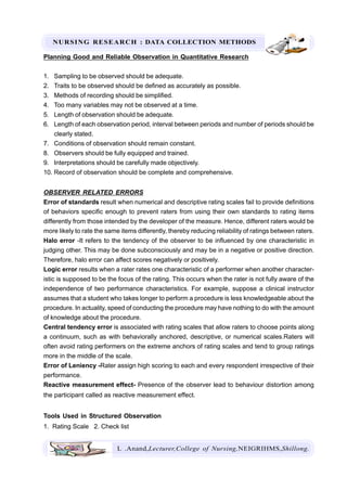 Data Collection Methods - Nursing Research | PDF