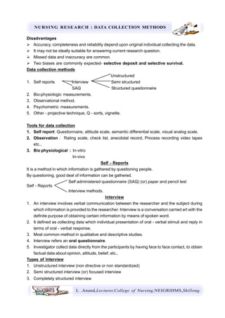 Data Collection Methods - Nursing Research | PDF