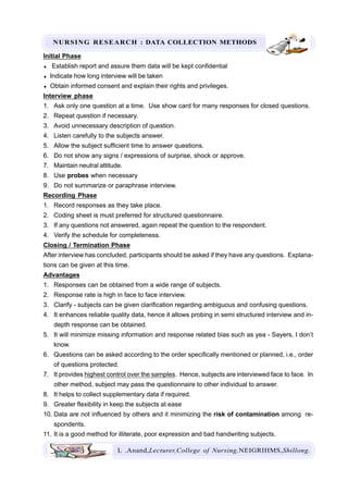 Data Collection Methods - Nursing Research | PDF