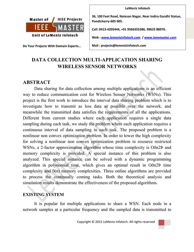 Data Collection Multi Application Sharing Wireless Sensor Networks Pdf