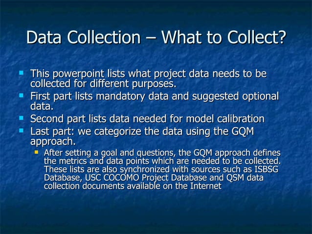 Data Collection Points And Gqm | PPT