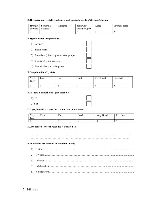 Data collection wash questionnaire (3) | PDF | Water Services | Home ...