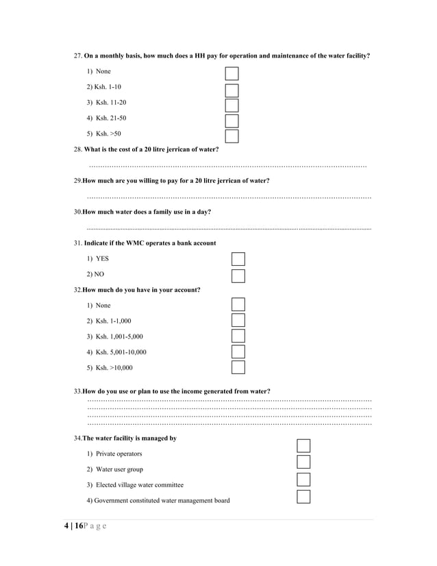 Data collection wash questionnaire (3) | PDF | Water Services | Home ...