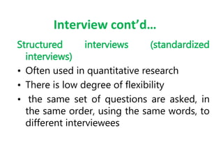 Data Collection method in research method | PPT