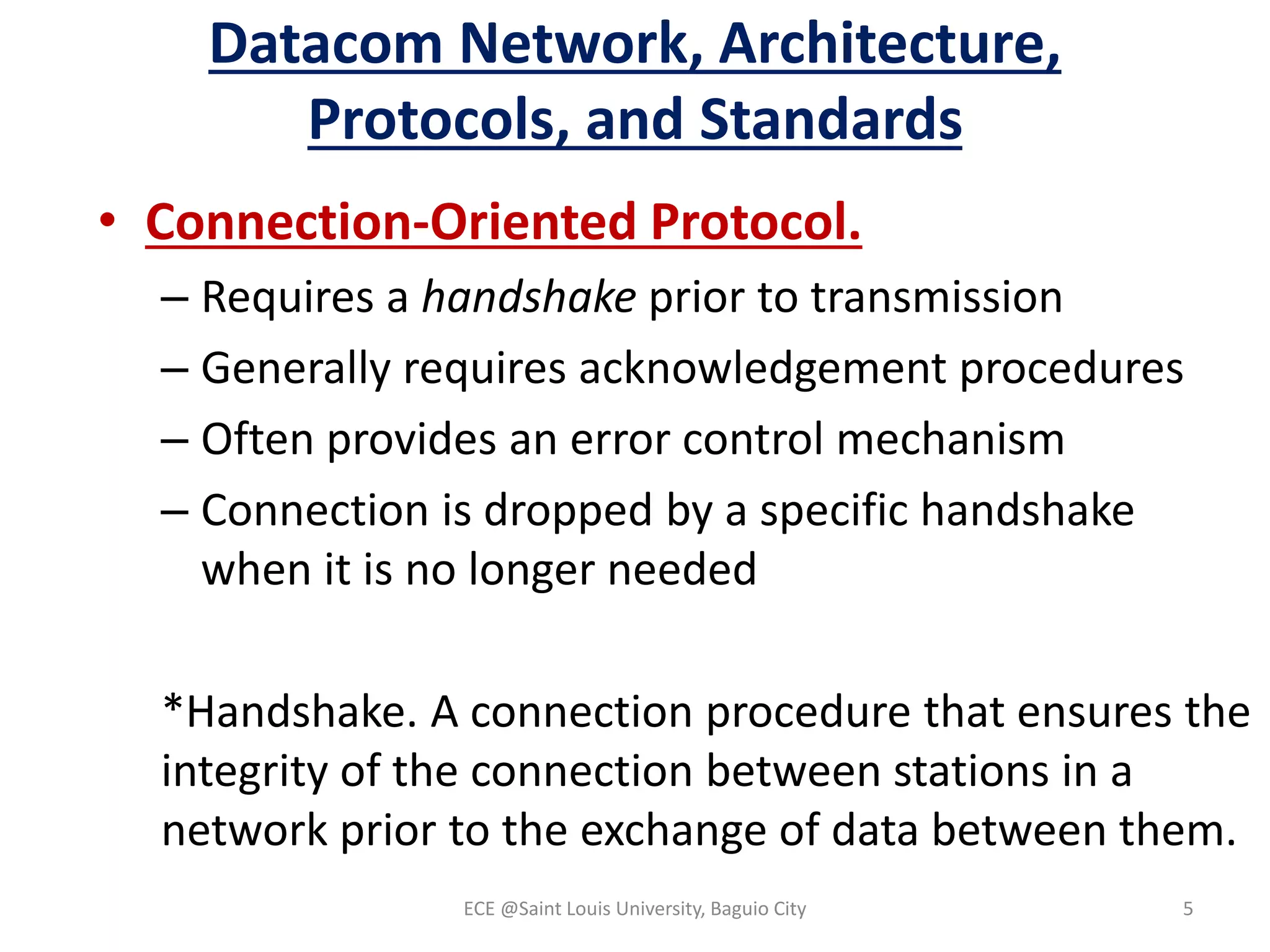 Datacom module 2: Data Communication Architecture, Protocols, and Standards | PPTX