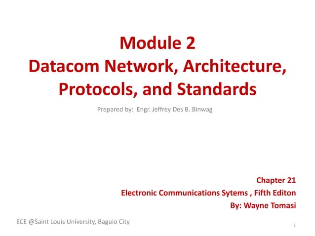 Datacom module 2: Data Communication Architecture, Protocols, and Standards | PPTX