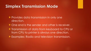DATA COMMUNICATION components, modes of transmission & communication ...