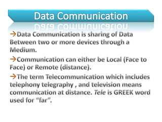 Data communication | PPTX | Computer Networking | Computing