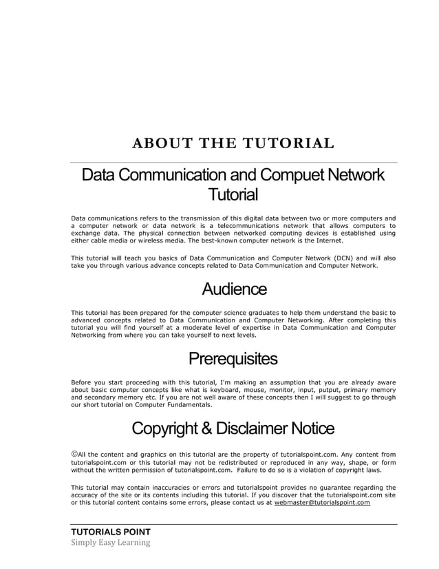 Data Communication Computernetworktutorial Pdf