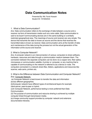 Data communication notes | PDF