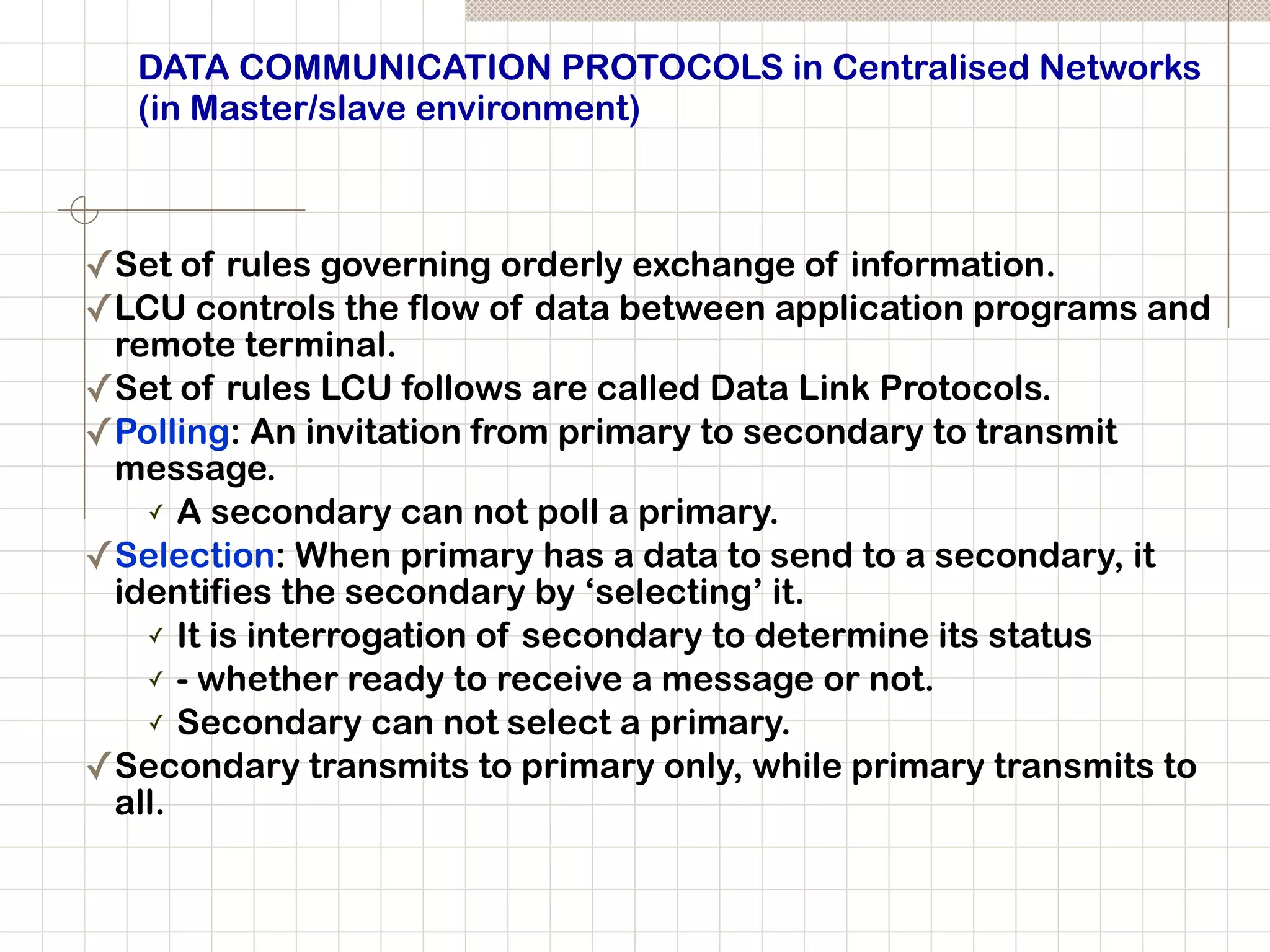 Data communication protocols in centralised networks (in master:slave environment) | PDF ...