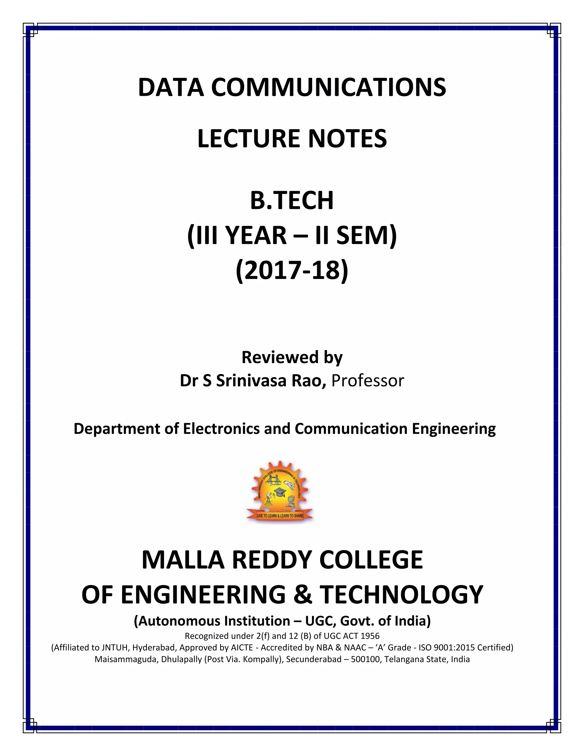 DATA COMMUNICATIONS.pdf | Computer Networking | Computing