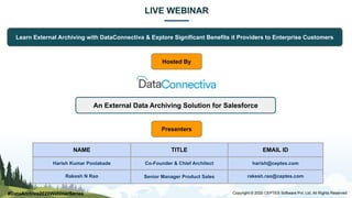 Salesforce Data Management: How Salesforce Data Can be Archived to Various External Databases | PDF