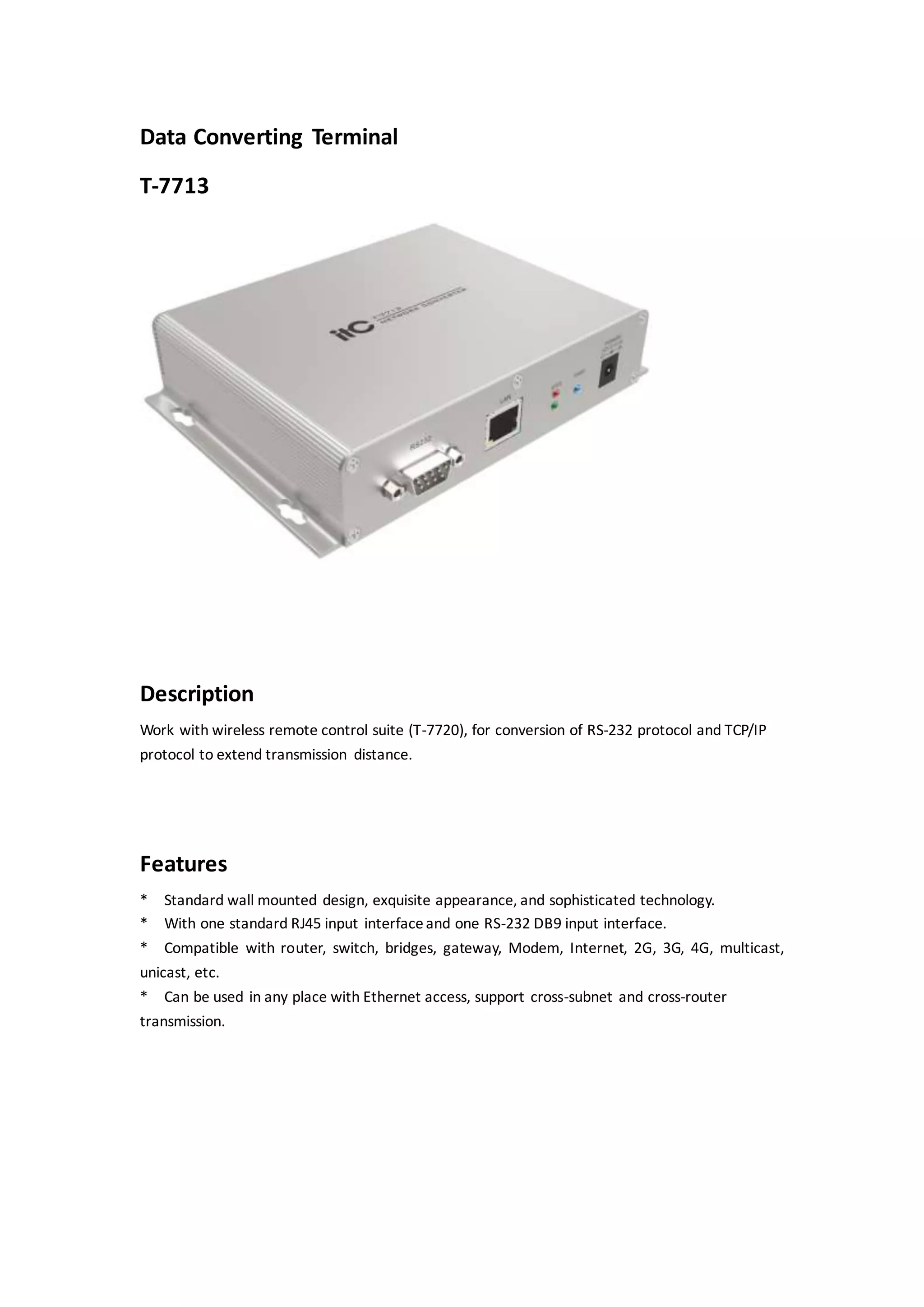 Data converting terminal t 7713 | DOCX