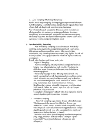 CONTOH MATERI DATA DAN SAMPEL DALAM PENELITIAN | PDF