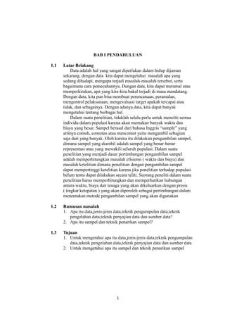 CONTOH MATERI DATA DAN SAMPEL DALAM PENELITIAN | PDF