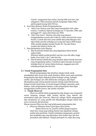 CONTOH MATERI DATA DAN SAMPEL DALAM PENELITIAN | PDF