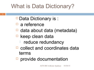 Data dictionaries | PPT