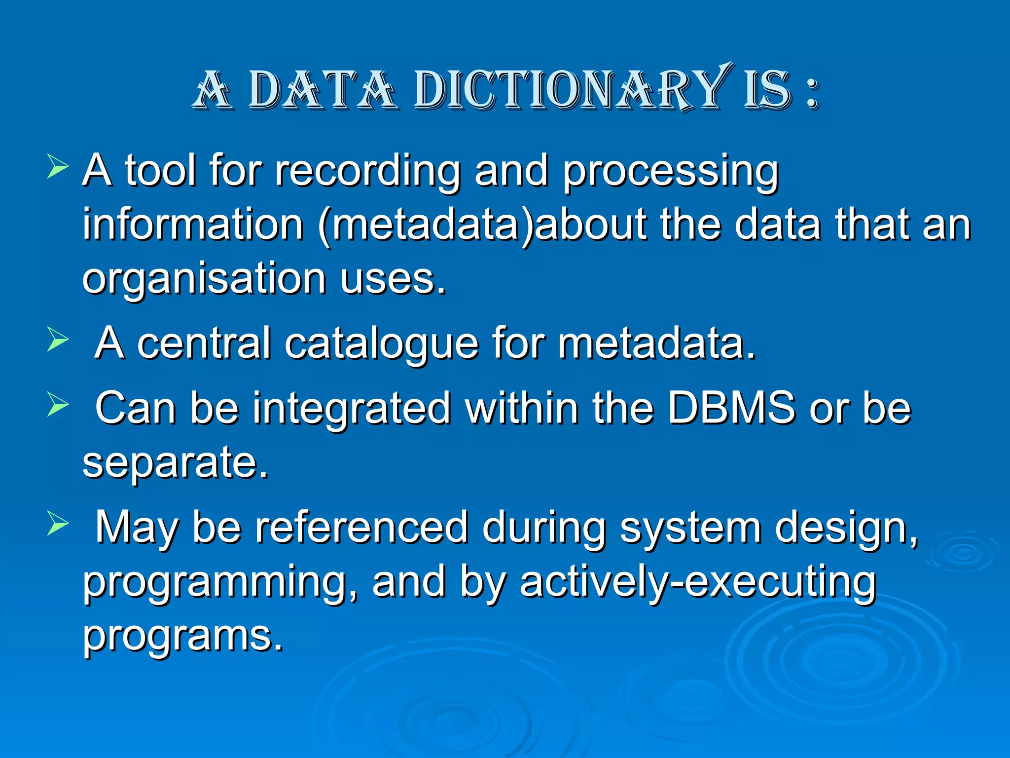 Data dictionary | PPT