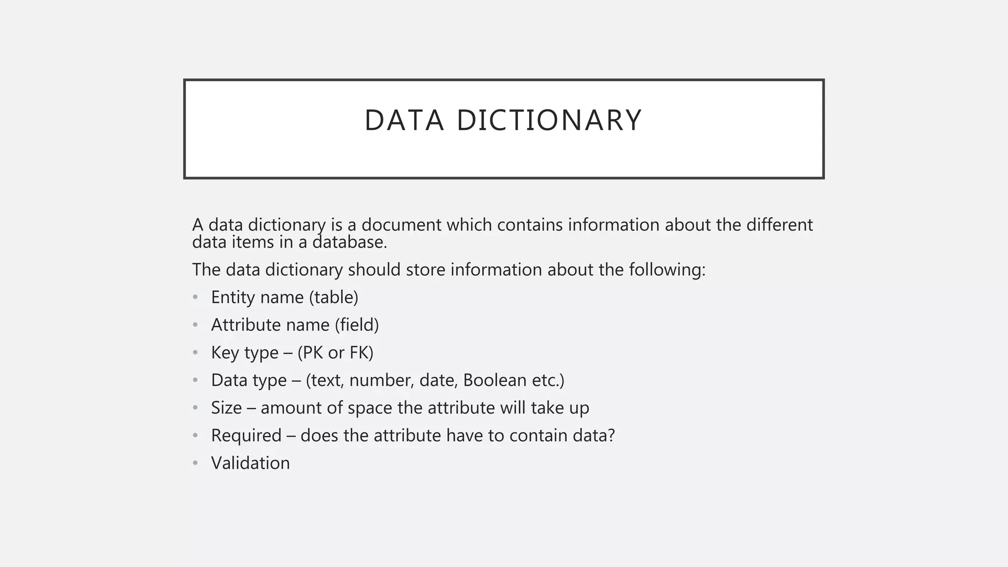 Data Dictionary | PPT