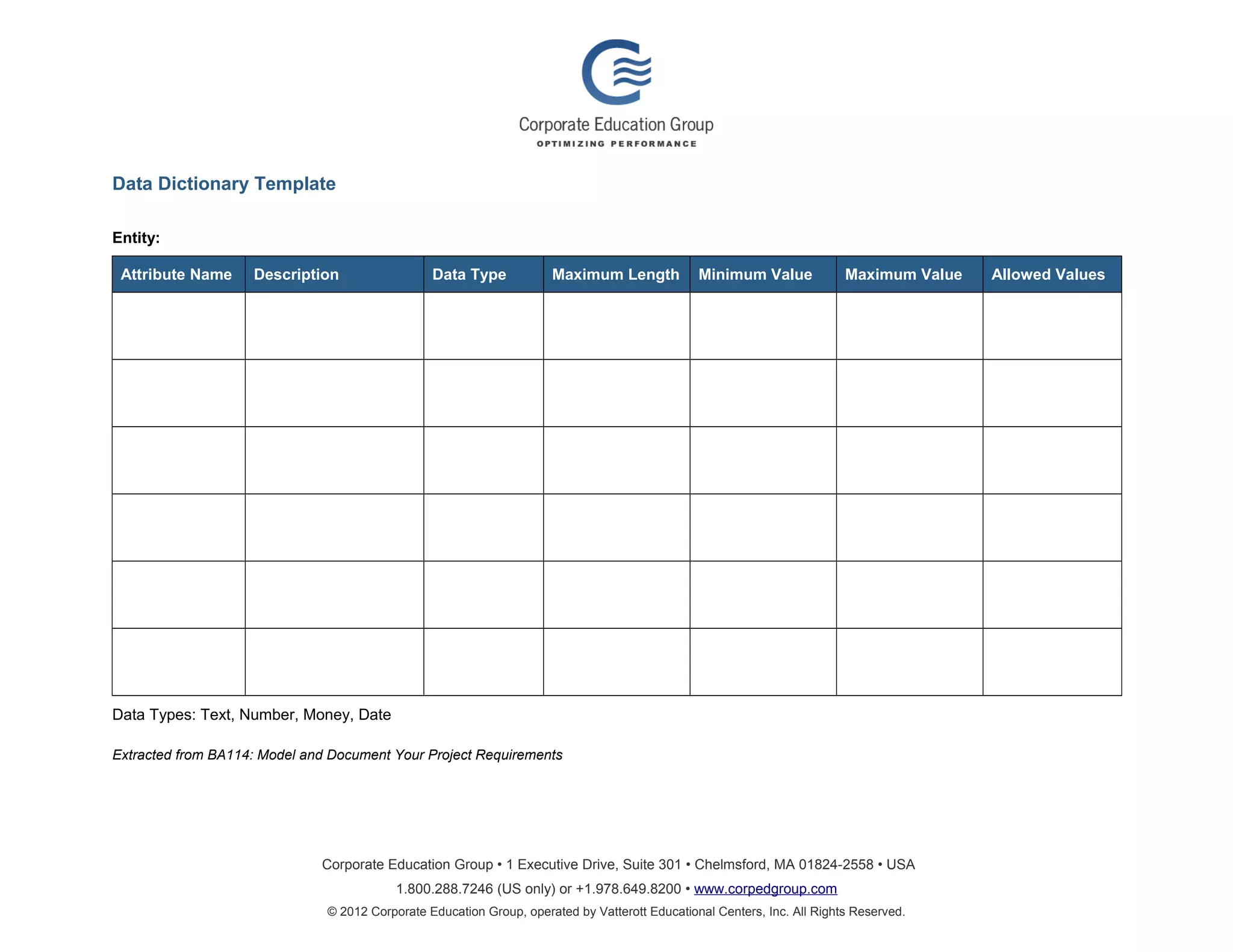 Data dictionary template | DOC