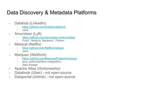 Data discovery & metadata management (amundsen installation) | PPTX
