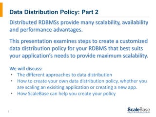 Distributed RDBMS: Data Distribution Policy: Part 2 - Creating a Data Distribution Policy | PPT