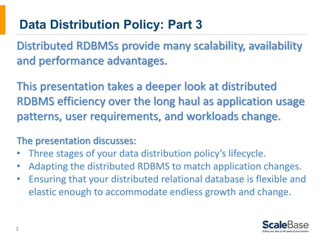 Distributed RDBMS: Data Distribution Policy: Part 3 - Changing Your Data Distribution Policy | PPT