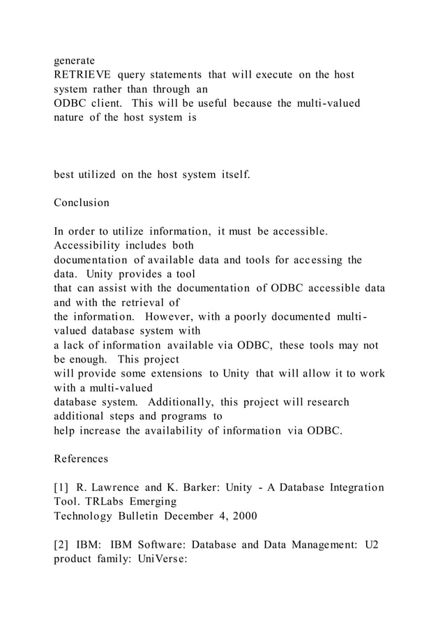 Data documentation and retrieval using unity in a universe® | PDF