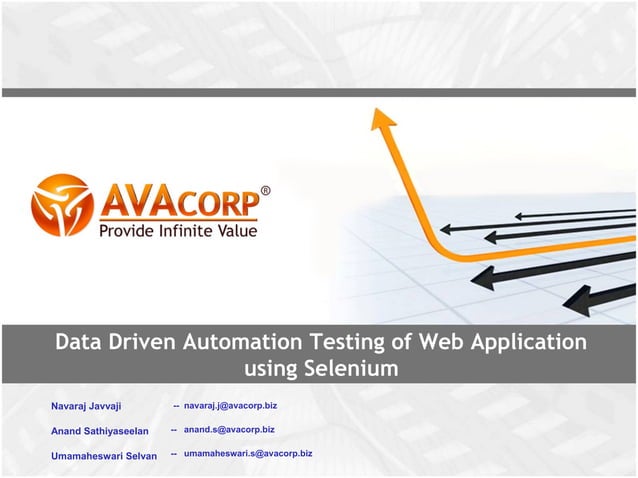 Data Driven Automation Testing Of Web Applications Using Selenium Ppt