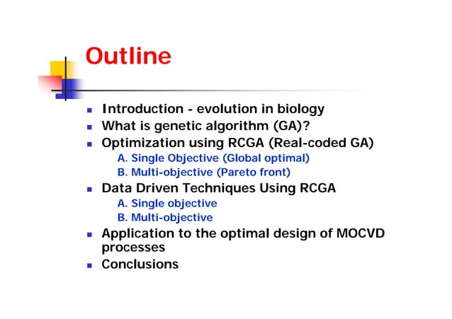 Data Driven Process Optimization Using Real-Coded Genetic Algorithms ~陳奇中教授演講投影片 | PDF
