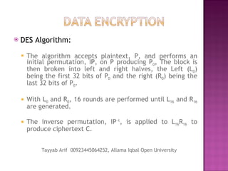 Data encryption, Description, DES | PPT