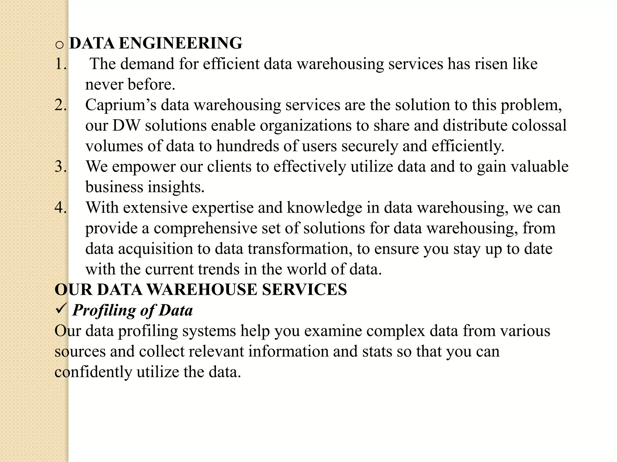 Data Engineering Services - Caprium | PPT