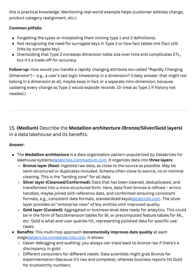 Data Engineering Interview Questions & Answers Data Modeling (3NF, Star, Vault, Medallion).pdf