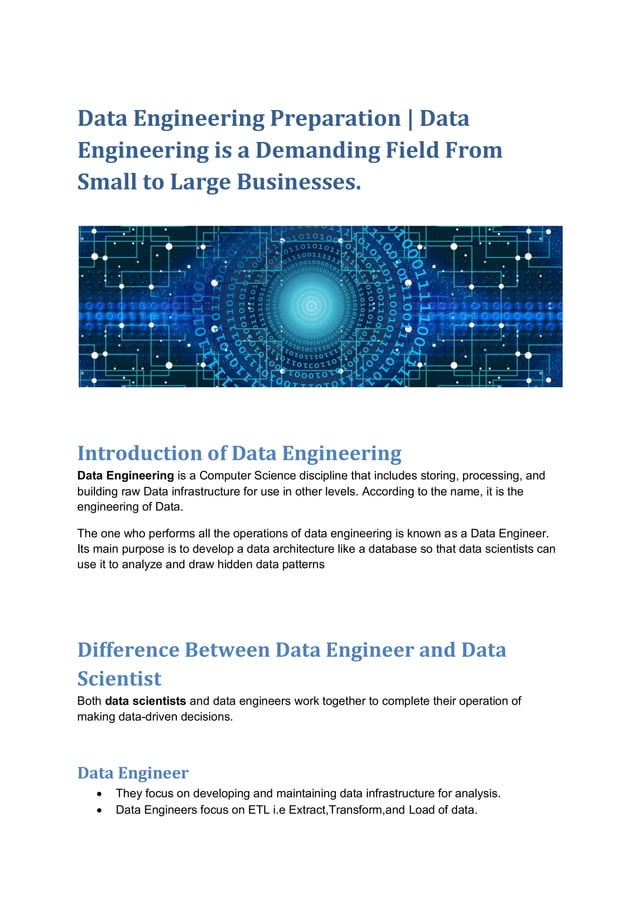 Data Engineering Preparation | PDF