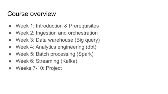Data engineering zoomcamp introduction | PDF