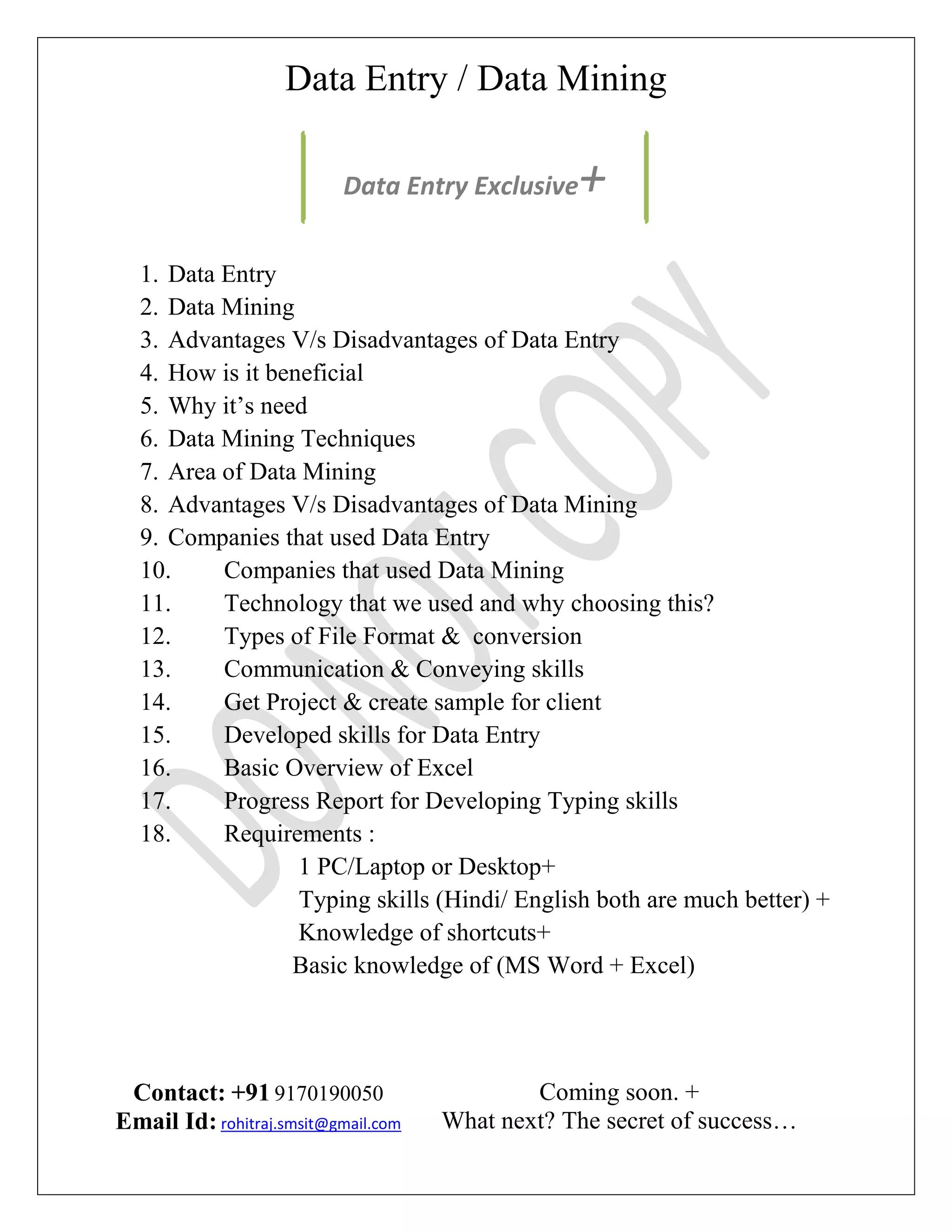 Data entry exclusive+ | PDF