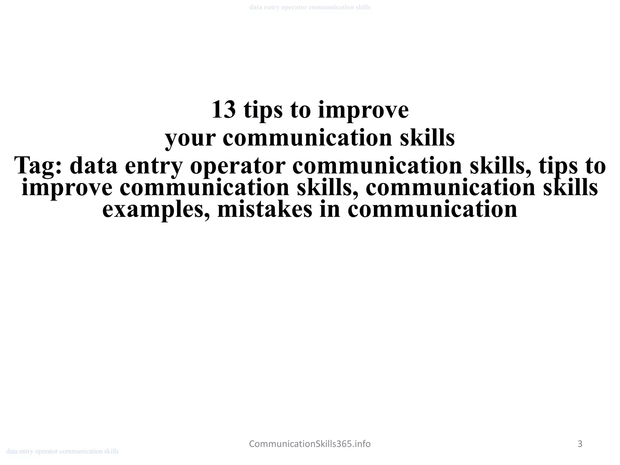 Data entry operator communication skills pdf | PPTX