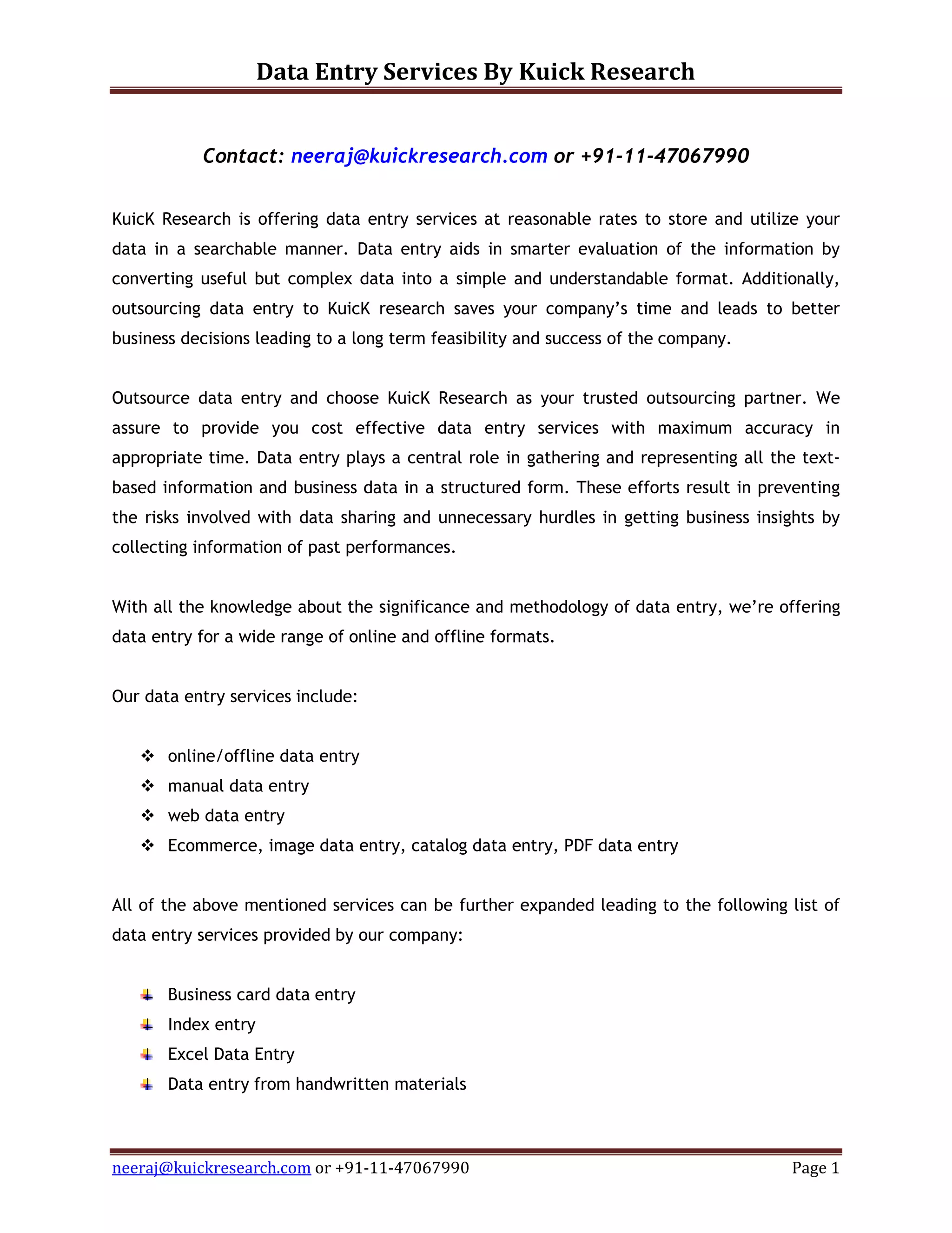 Data entry outsourcing | PDF