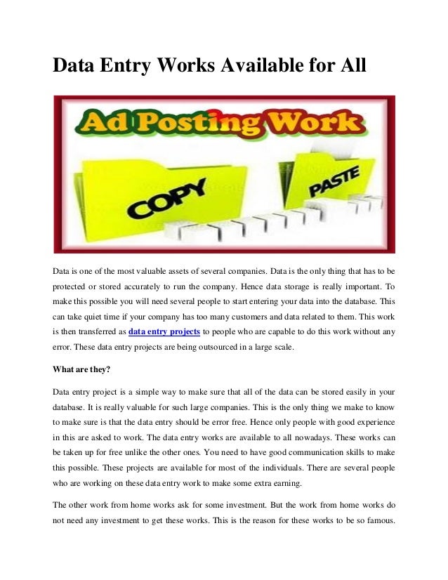Data Entry Works Available for All | PDF
