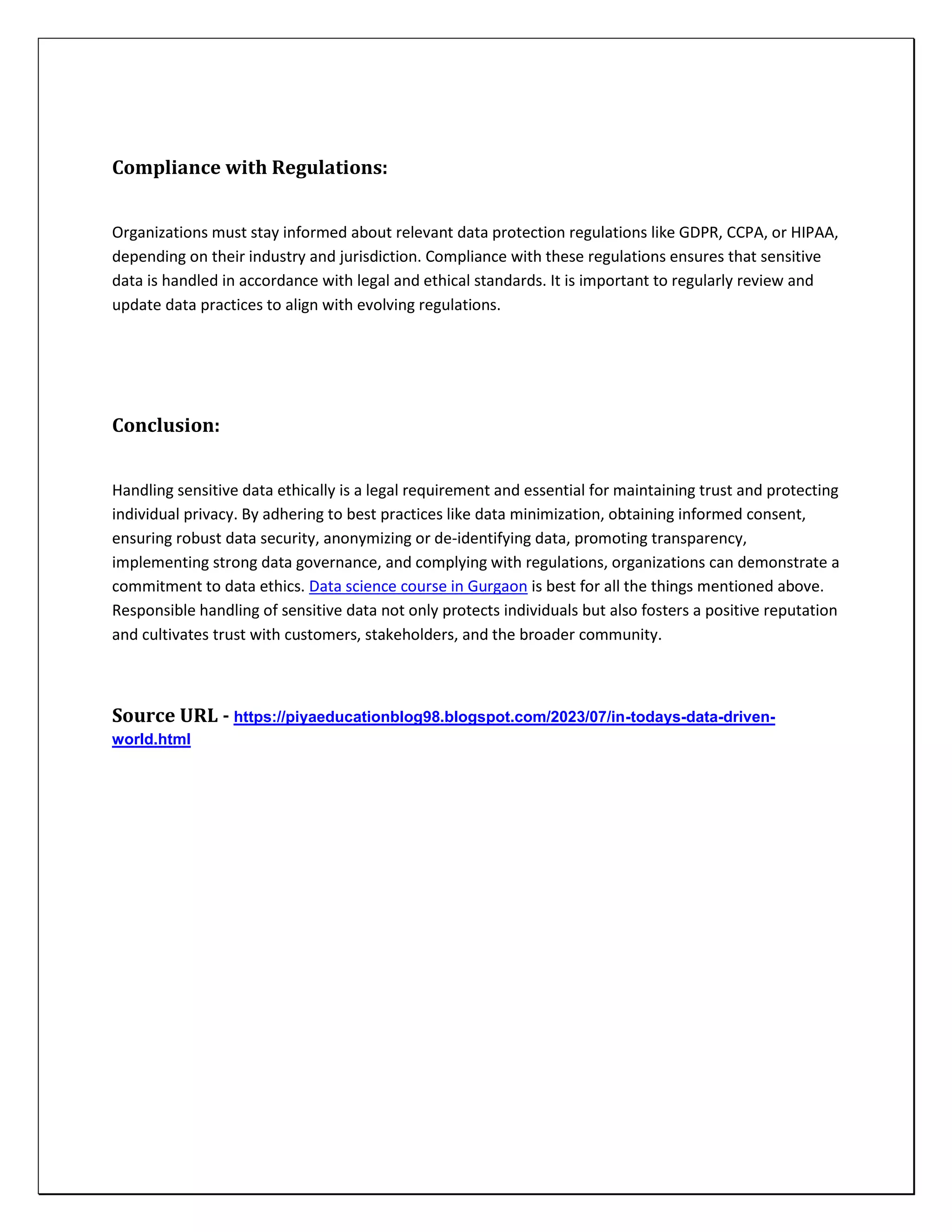 DATA ETHICS: BEST PRACTICES FOR HANDLING SENSITIVE DATA | PDF