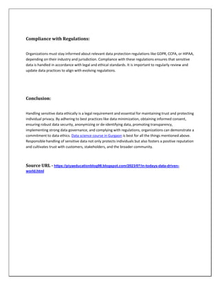 DATA ETHICS: BEST PRACTICES FOR HANDLING SENSITIVE DATA | PDF