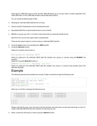 Data export in matlab alvian zainuddin | PDF