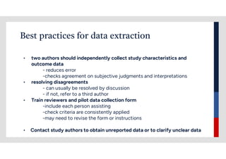 Data Extraction for Systematic Reviews - Dr Ekpereonne Esu | PDF