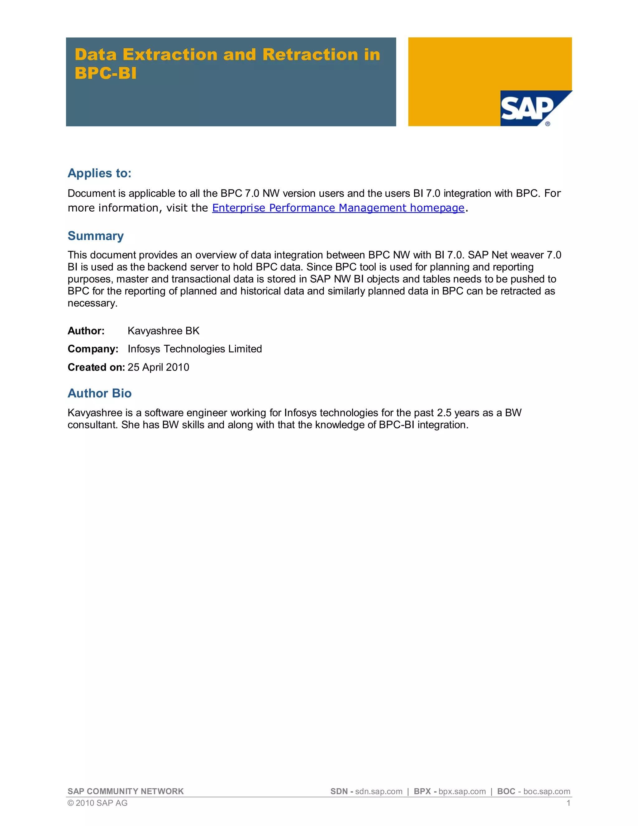 Data extraction and retraction in bpc bi | PDF | Databases | Computer ...