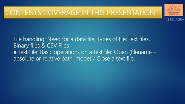 Data file handling in python introduction,opening & closing files | PPT