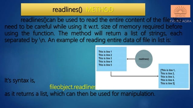 Data file handling in python reading & writing methods | PPTX