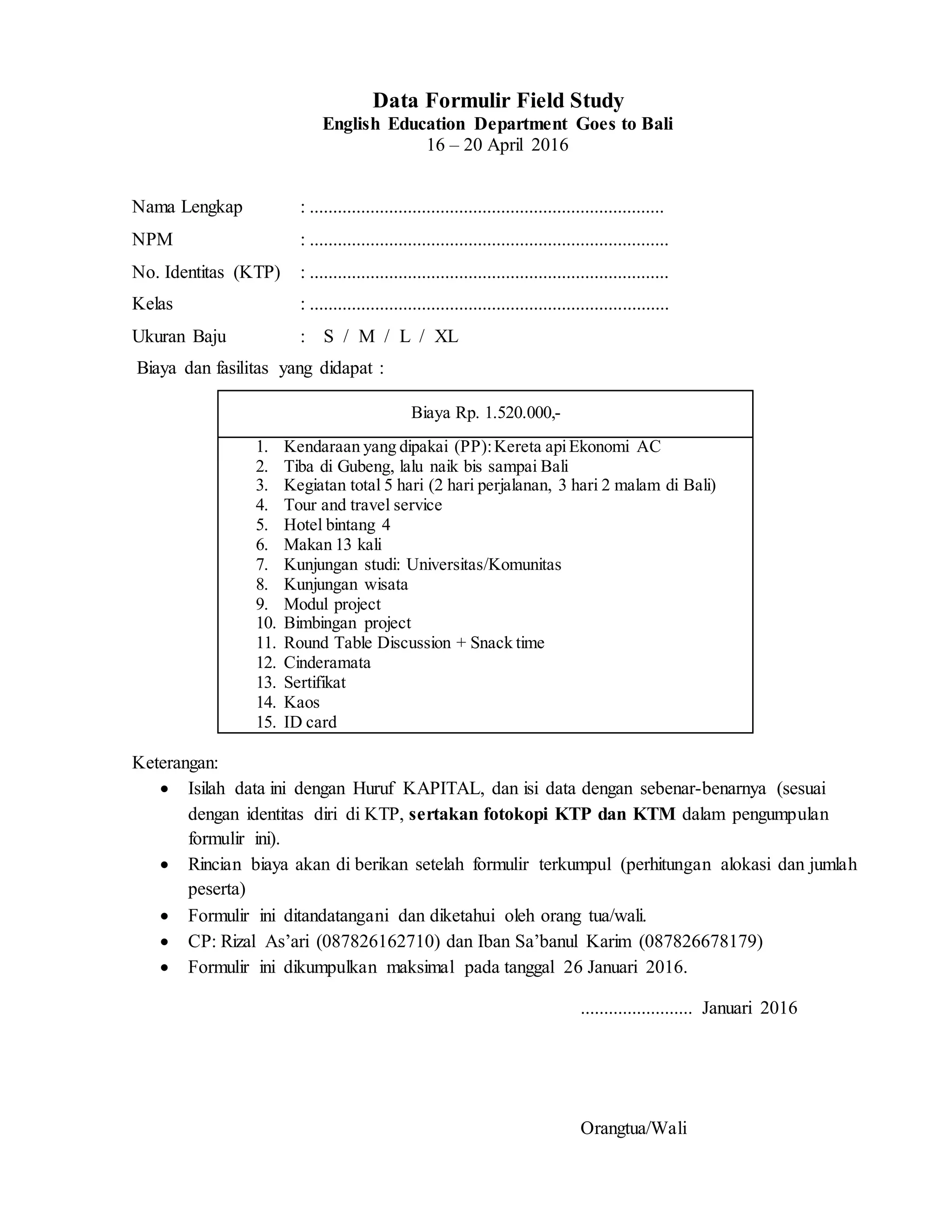 Data formulir field study print | DOCX